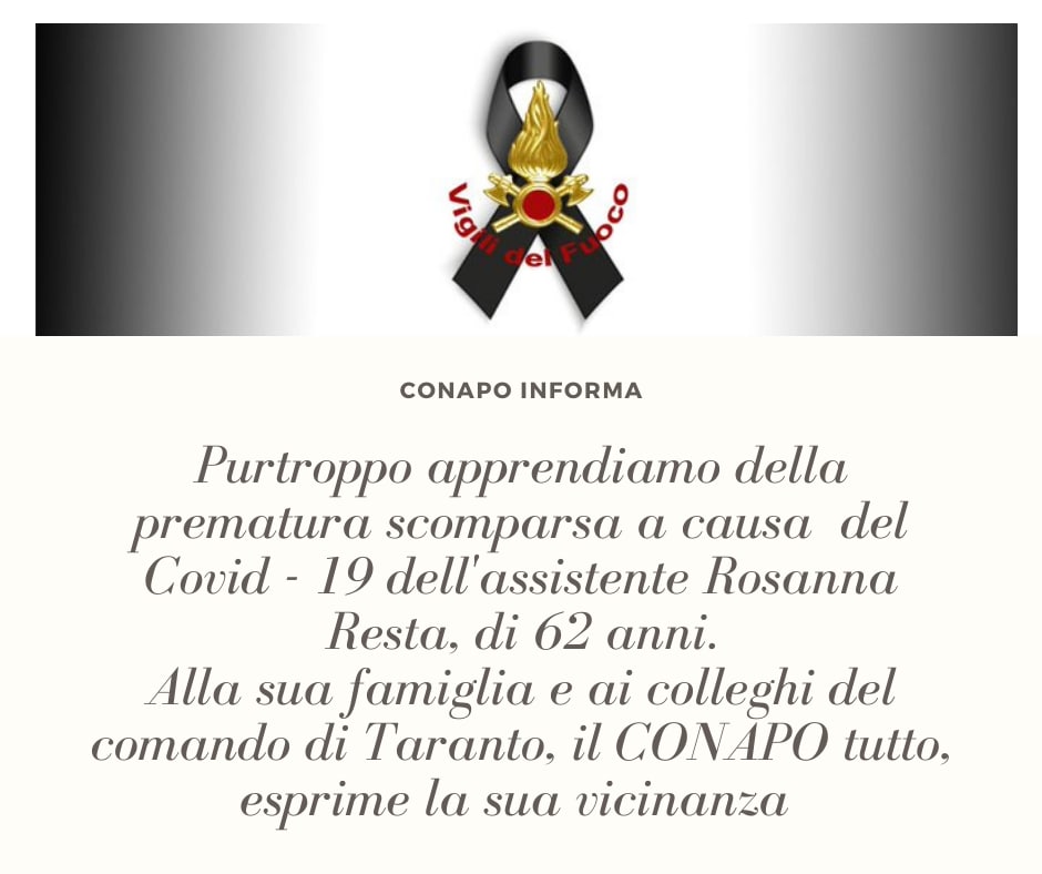 Lutto nei i vigili del fuoco: addio all’assistente Rosanna Resta, il ...