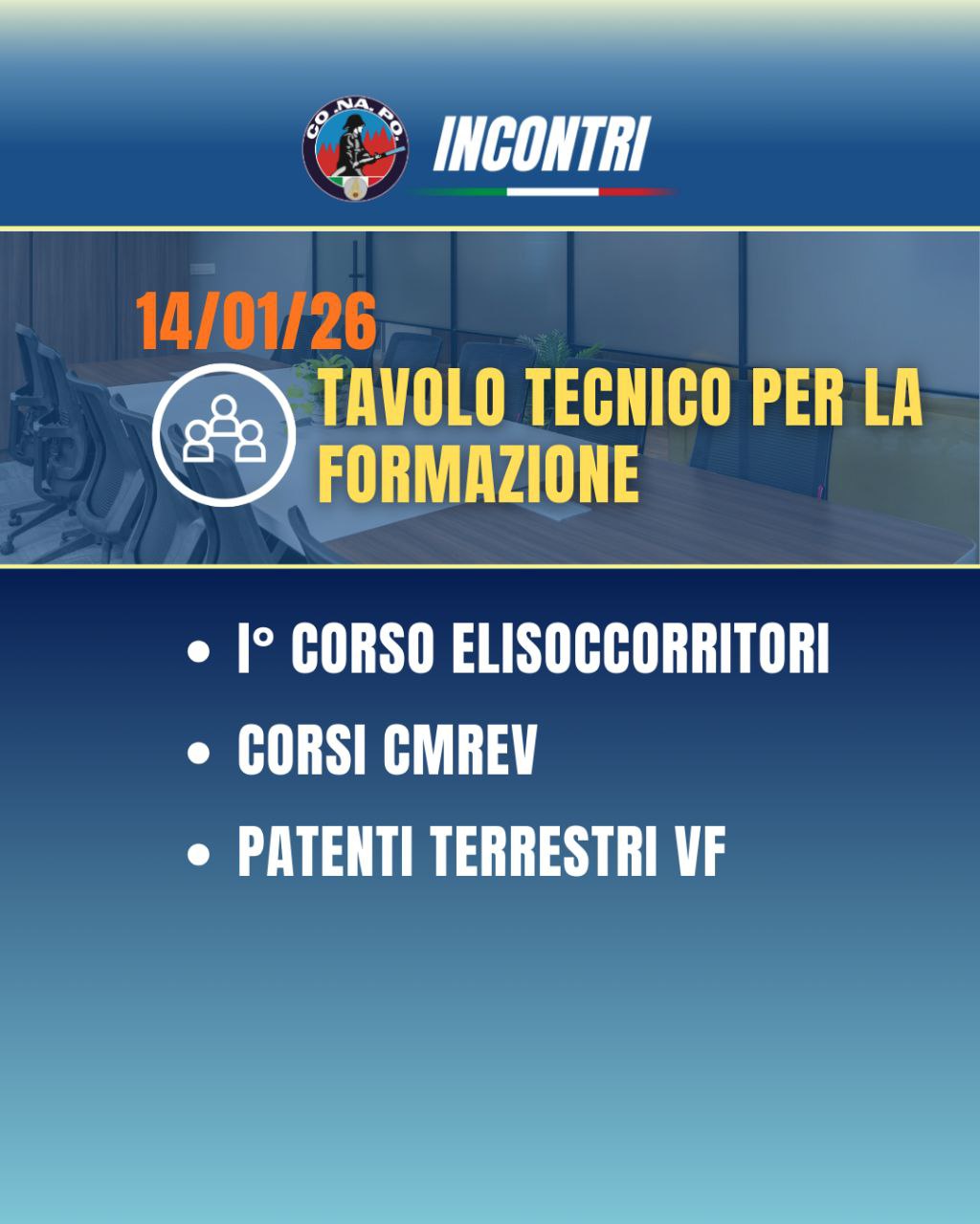 Convocazione tavolo tecnico per la formazione 14/01/2026: I° corso ...